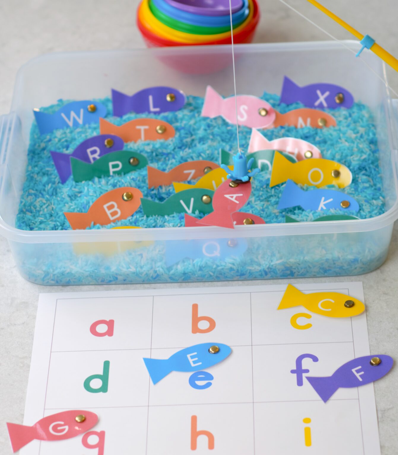 DIY Alphabet Fishing Game for Early Learners with FREE PRINTABLE