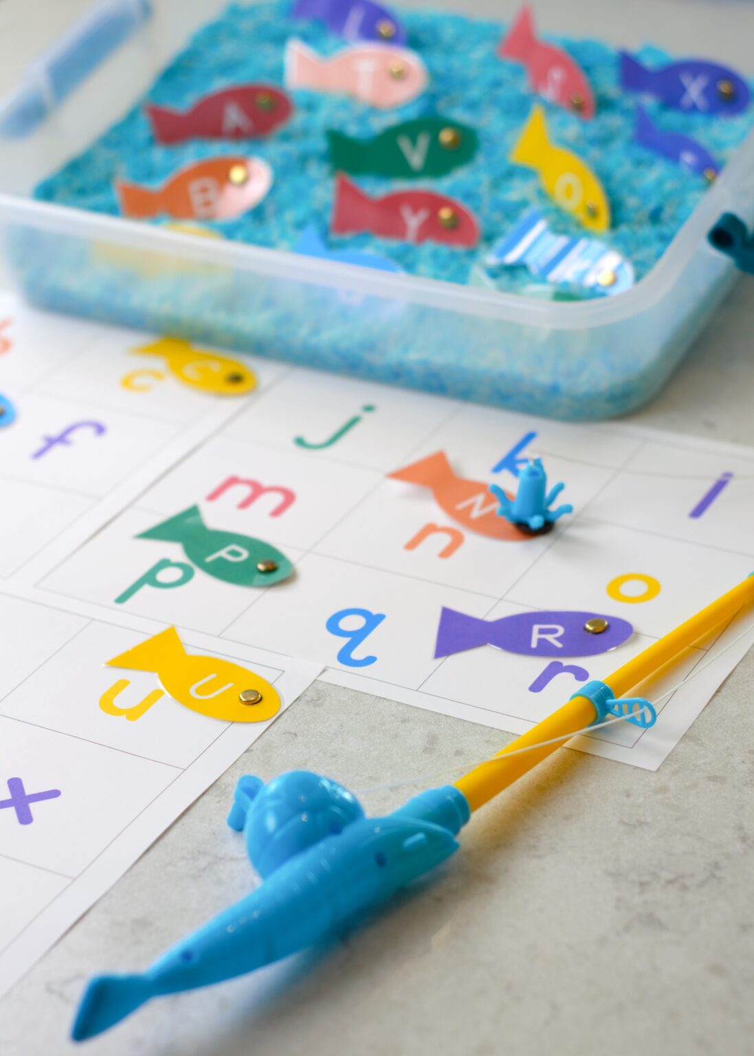 DIY Alphabet Fishing Game for Early Learners with FREE PRINTABLE