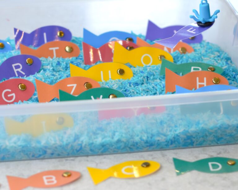 DIY Alphabet Fishing Game for Early Learners with FREE PRINTABLE